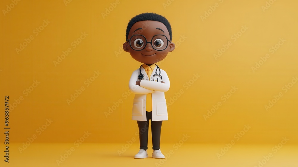 3d african cartoon character doctor makes presentation clip art ...