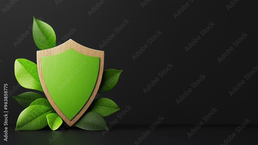 Green shield icon integrated into a corporate logo, symbolizing ...