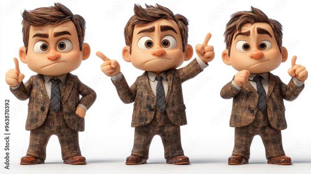 3d cartoon character businessman hands different gestures political ...