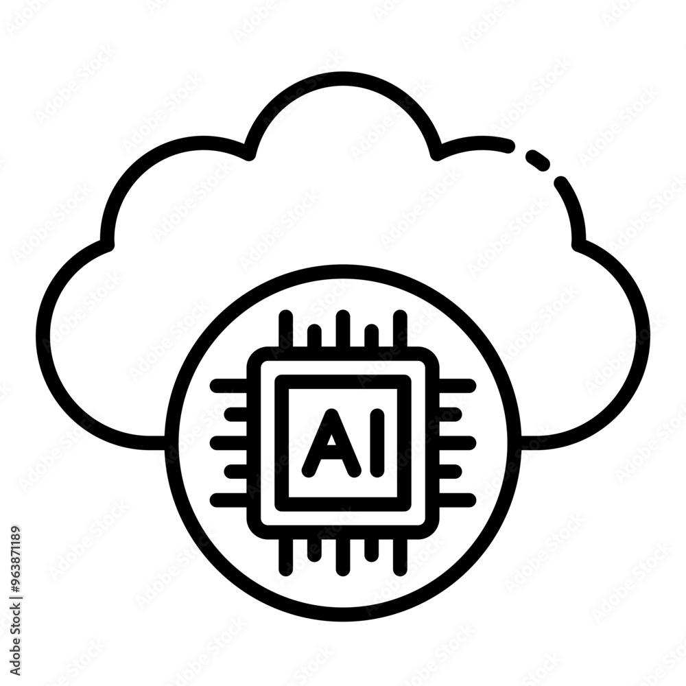 Cloud AI icon representing AI-powered cloud computing and data ...