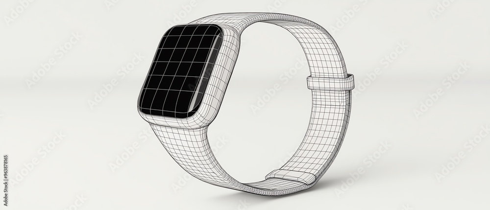 A sleek wireframe design of a modern smartwatch showcasing its ...