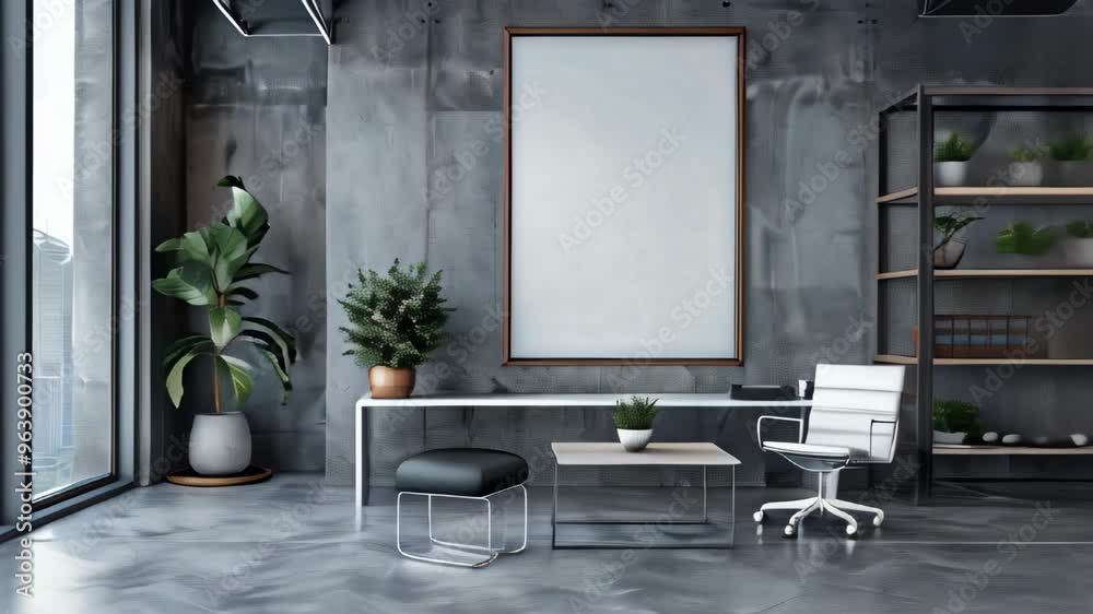 Modern office interior design featuring a minimalist workspace with ...