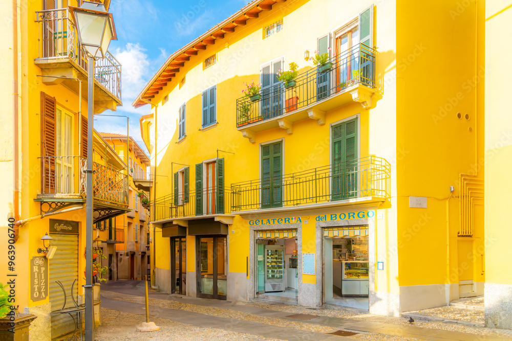 Gelato shops, cafes and boutiques in the historic medieval old town ...