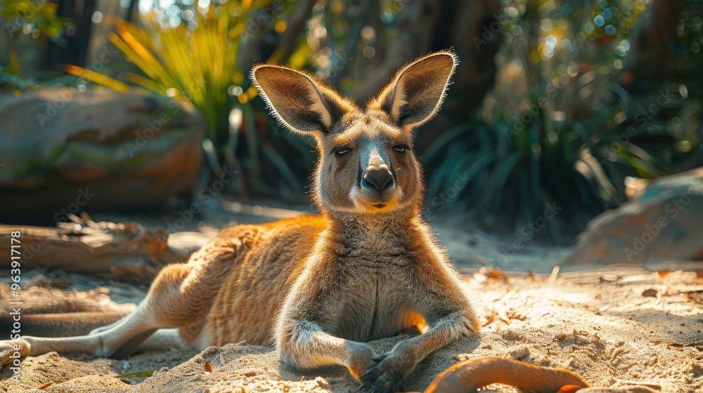 Resting Giant: A Majestic Red Kangaroo Taking a Break on Australian ...