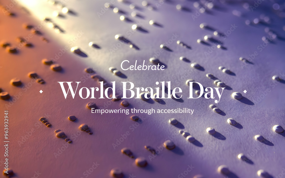 Braille Day, Braille Alphabet Guide A-Z with Blue Spheres on Blue ...
