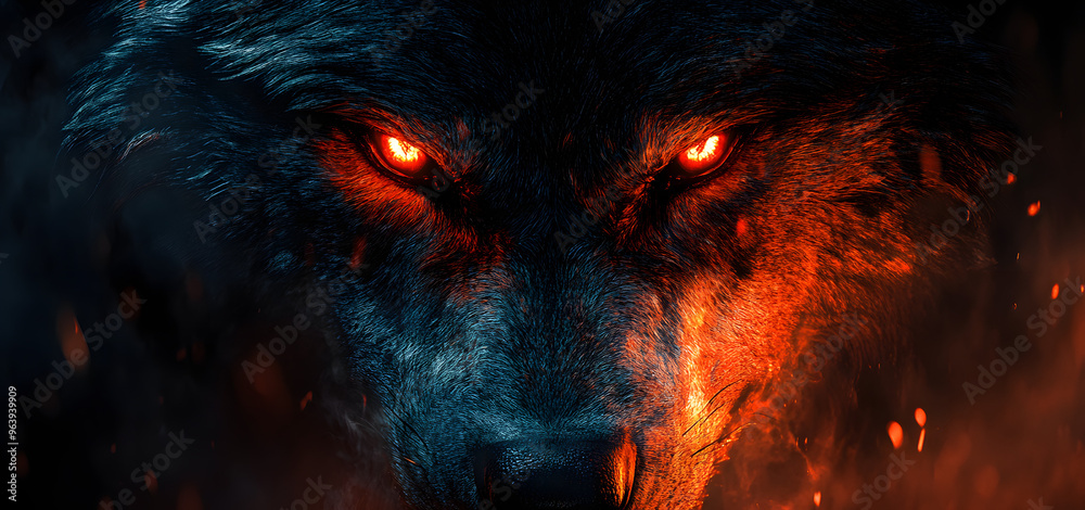 “A Black Background Featuring an Intense and Angry Wolf Face in the ...