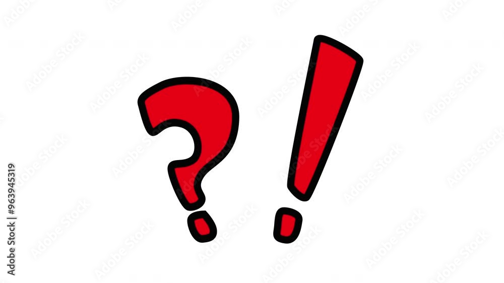 Red exclamation mark and question mark motion animation, hand drawn ...