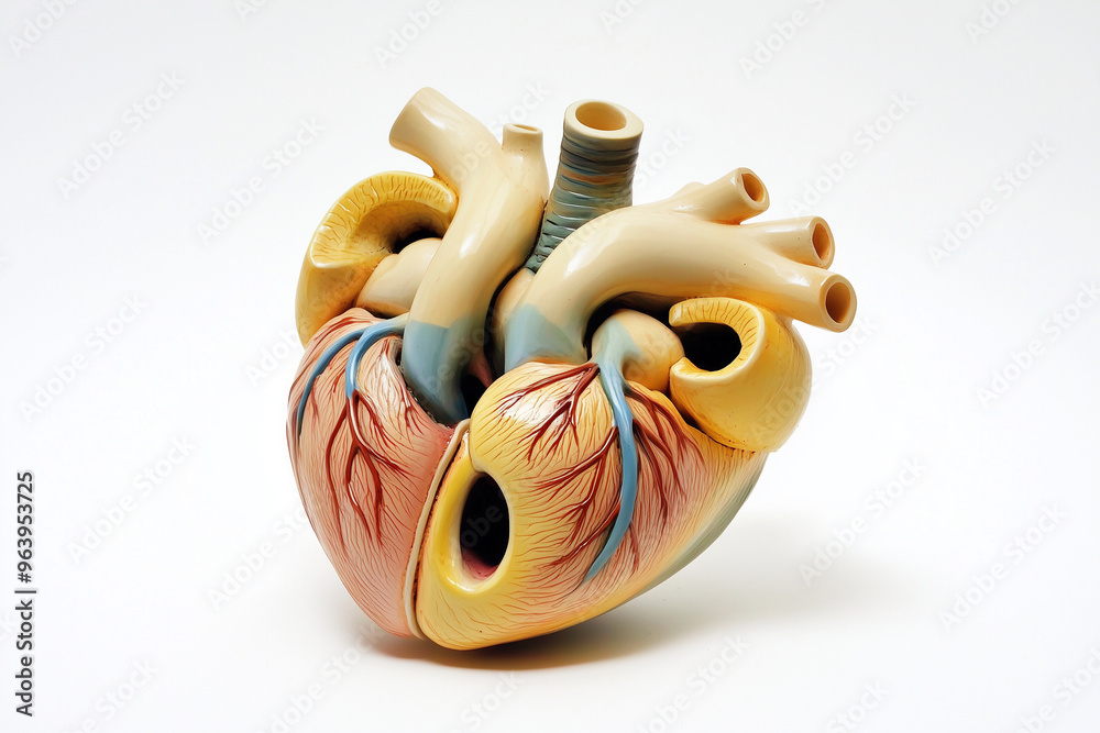 Detailed longitudinal section of the human heart showing the atria ...
