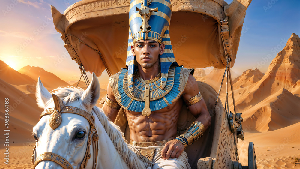 High detailed art illustration bible scene concept. Egyptian pharaoh ...