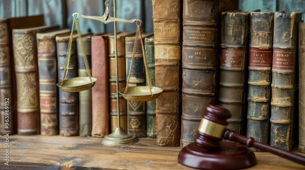 Legal system elements gavel scales books courtroom procedures rule of ...