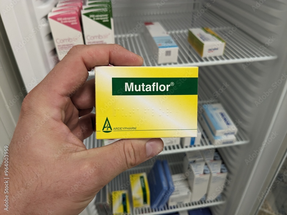 Prague, Czech Republic-August 16 2024:MUTAFLOR box with Escherichia ...