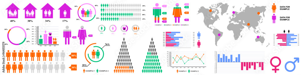 mega set of editable demographic infographics collection human Charts ...