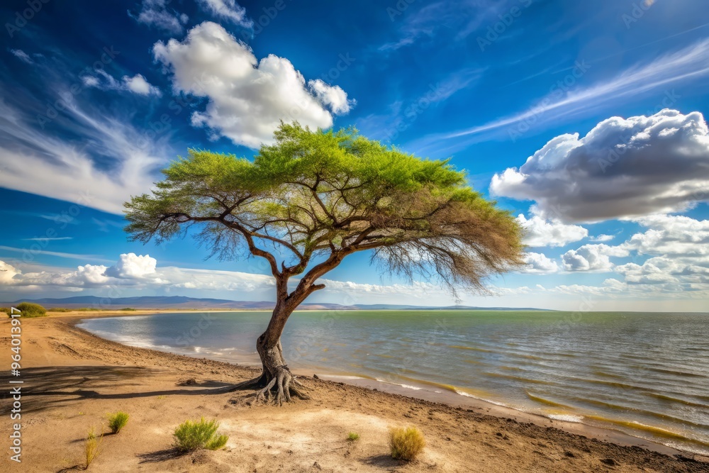 Lake Turkana, Kenya (A saline lake that has been shaped by wind erosion ...