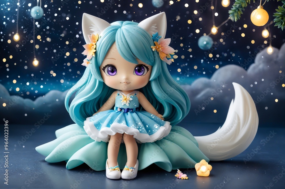 Cute little 3D doll in children's cartoon style, animated fantasy ...