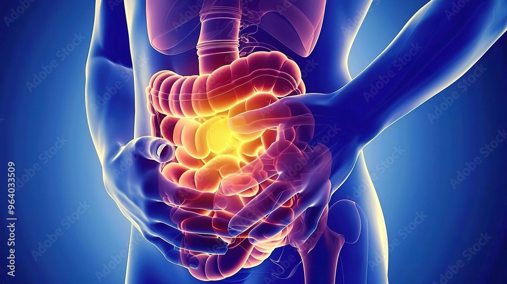 A detailed look at appendicitis showing the affected area. The appendix ...