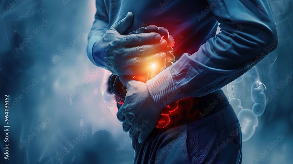 A detailed look at appendicitis showing the affected area. The appendix ...