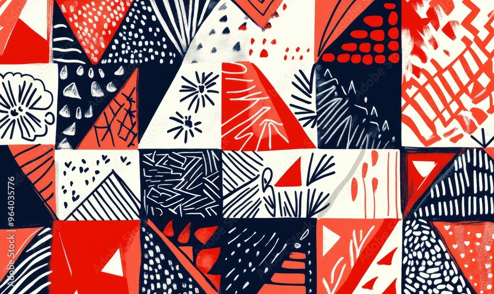 Line art illustration featuring batik patterns boxes and triangles ...