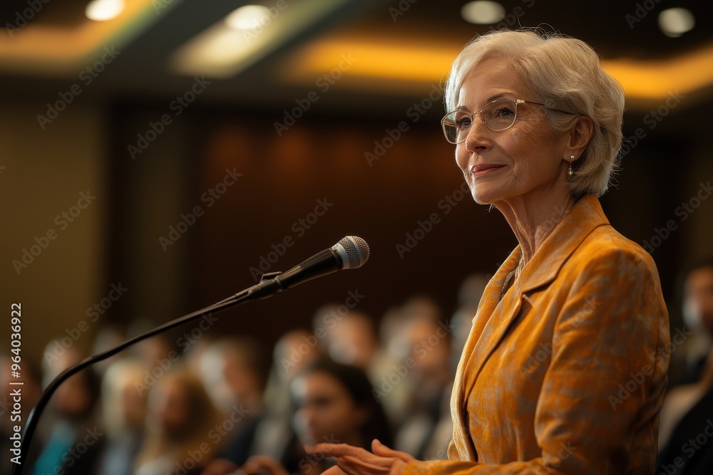 Inspiring Generations: Senior Woman Giving Keynote Speech to Young ...
