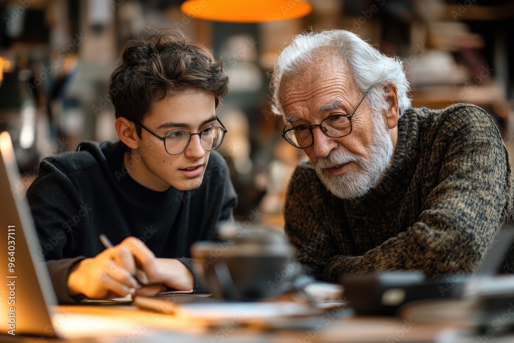 Mentoring the Next Generation: Elderly Man Guiding Young Leader in ...