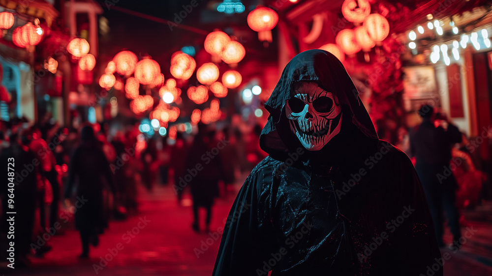Blood Sucking Ghost Festival, night parade with people wearing scary ...