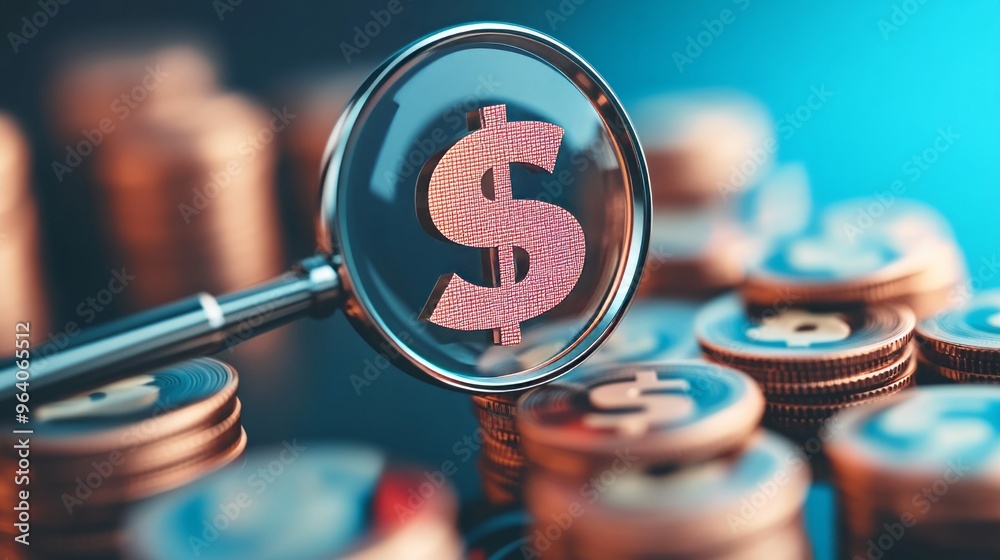 decreasing pile of money, symbolized by a percentage icon and a ...