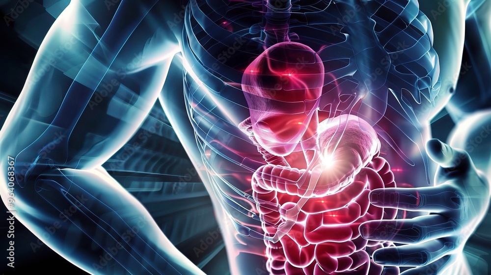 A detailed look at appendicitis showing the affected area. The appendix ...