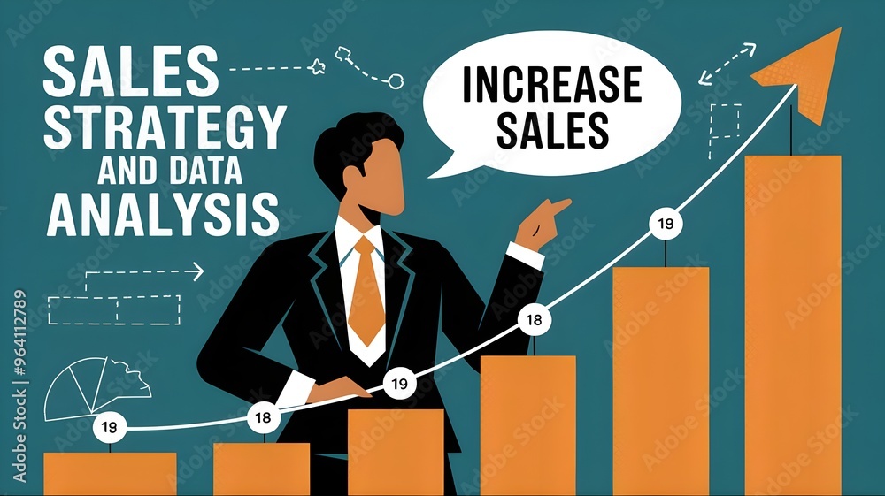 Professional illustrating sales strategy with data analysis and a focus ...