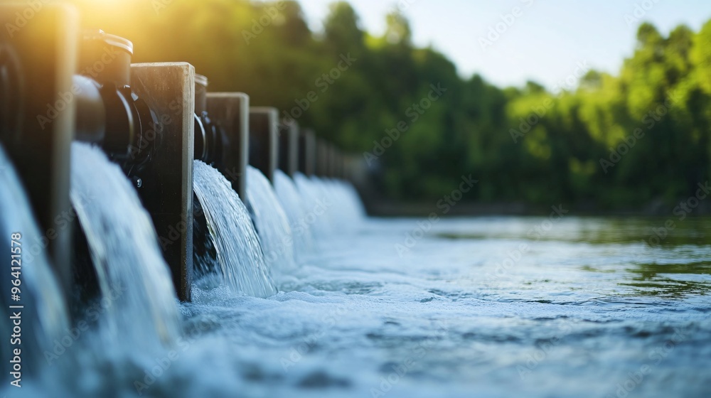 Large hydropower dam generating clean electricity from water flow ...