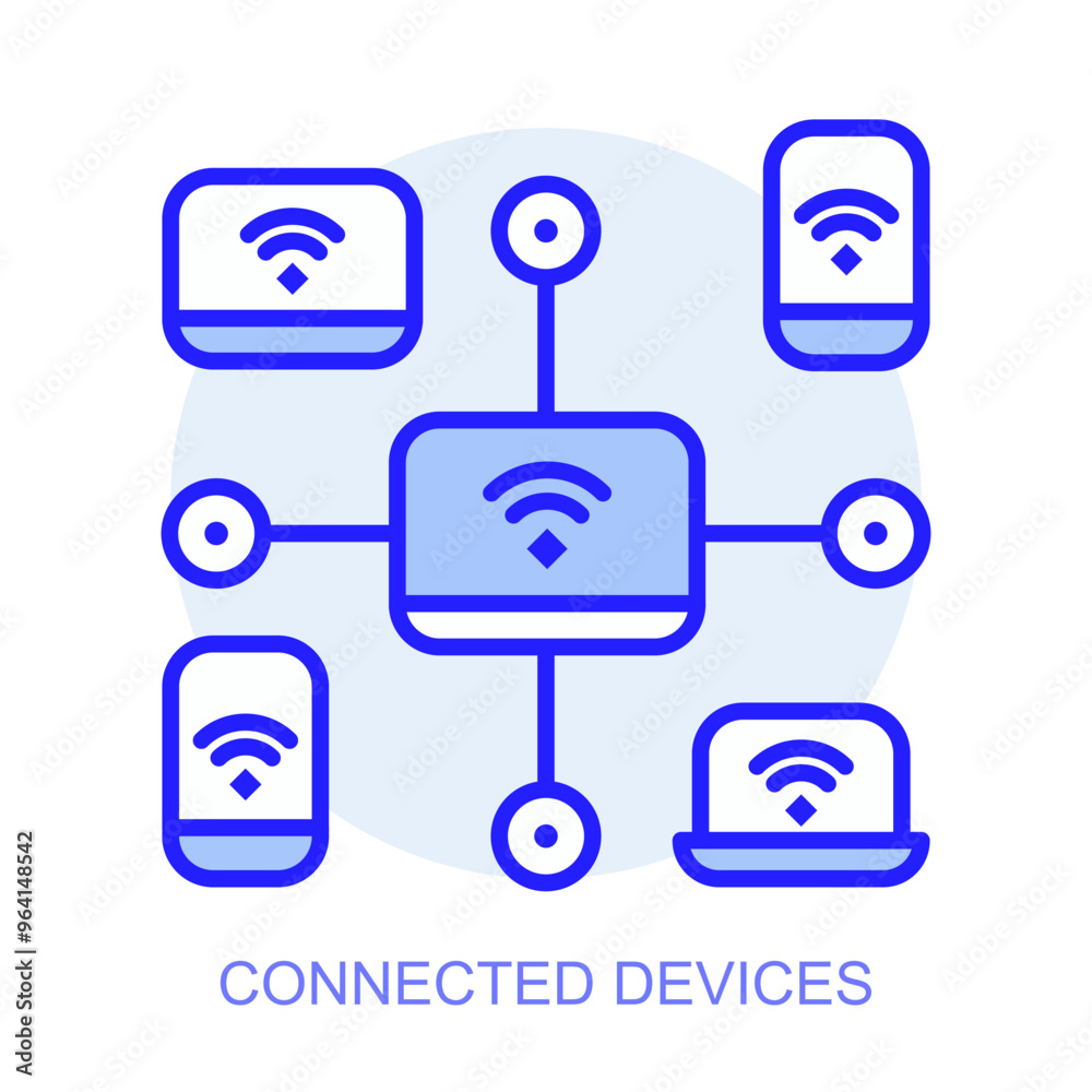 Connected Devices concept icon. Smart factory. Modern technologies ...