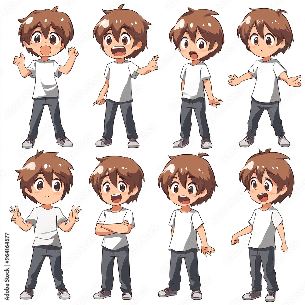 various machine anime stick figure, kakao's mascot style, simple, emoji ...