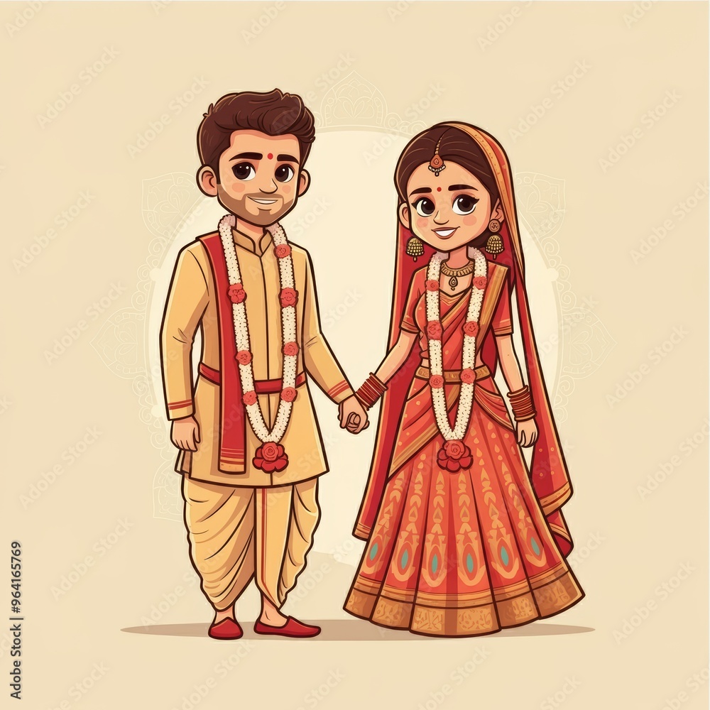 Indian Hindu wedding bride and groom clip art for Indian wedding ...
