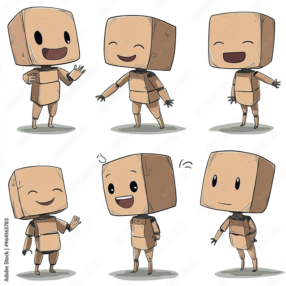 various machine anime stick figure, kakao's mascot style, simple, emoji ...