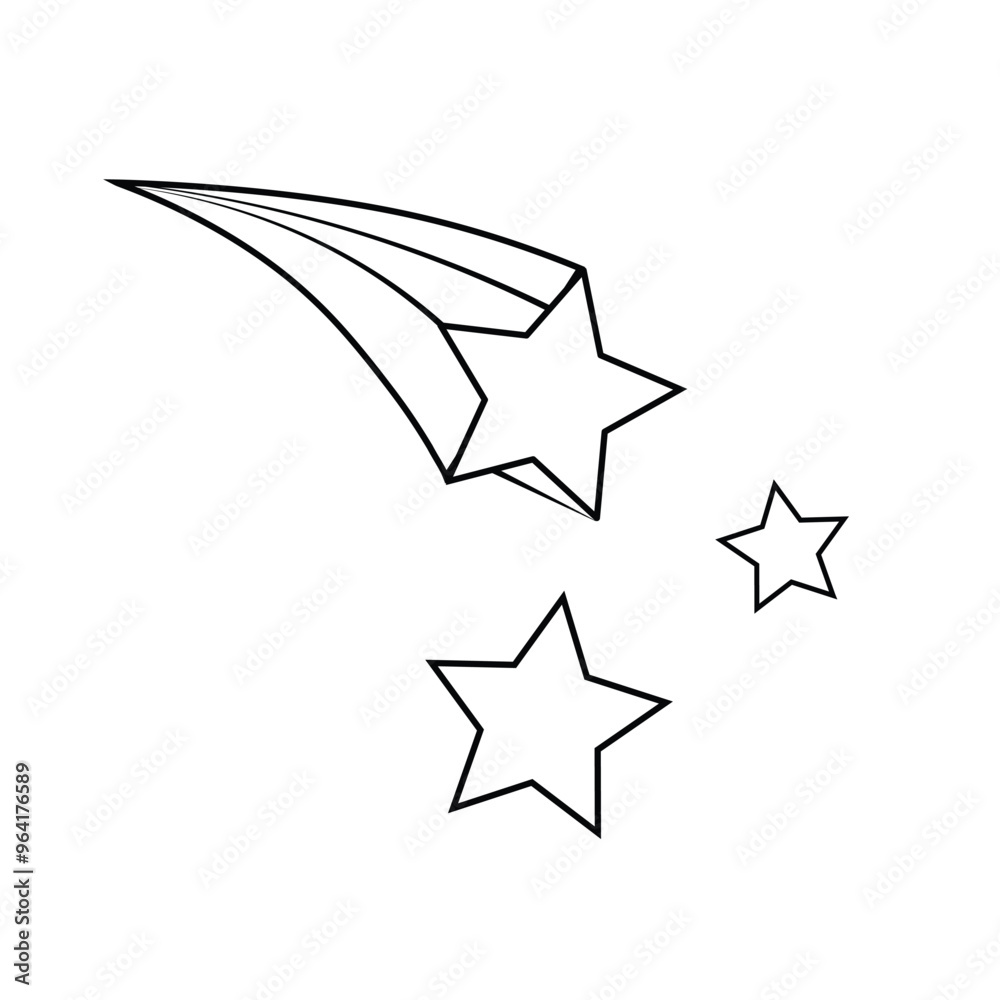 Vector outline shooting star icon with stroke. Flying comet simple ...