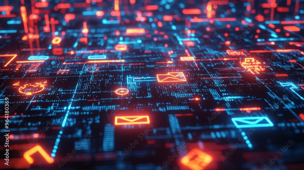 A confusing web of false information symbols, representing the spread ...