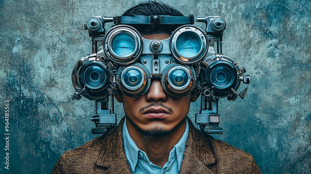 Vintage Ophthalmologist with Advanced Tools An ophthalmologist in a ...