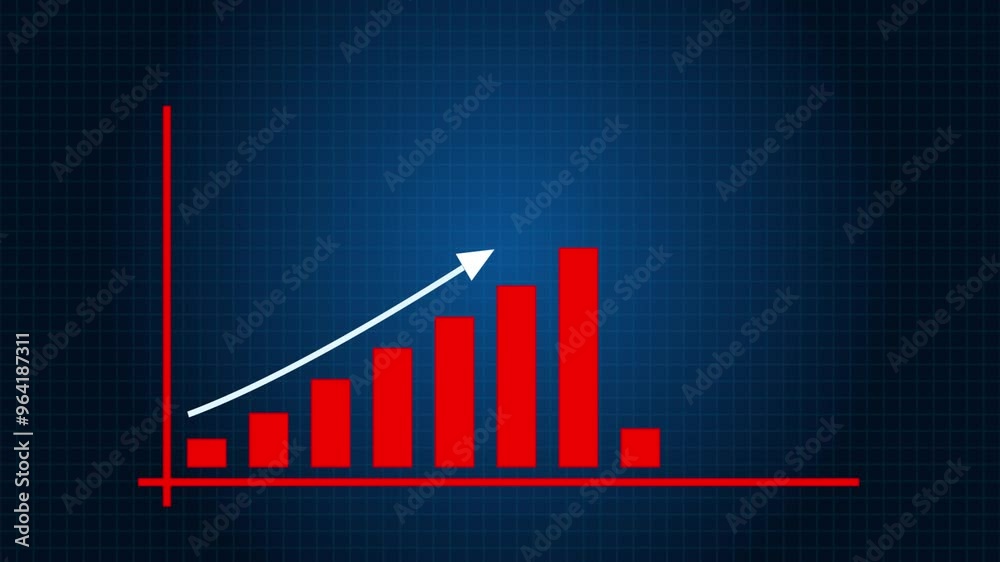 Animated of business graph icon. diagram charts, Rising up arrow on ...