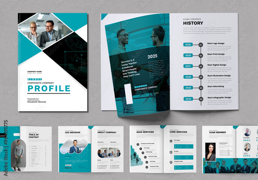Corporate Company Profile Template Layout Stock Template | Adobe Stock