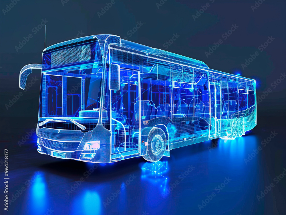 Bus visualization with augmented reality Transparent bus in studio ...