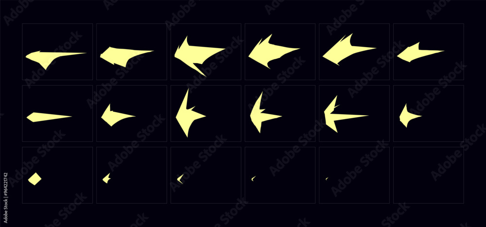 2d animate gun flash FX animation. Cartoon muzzle flash fire animation ...