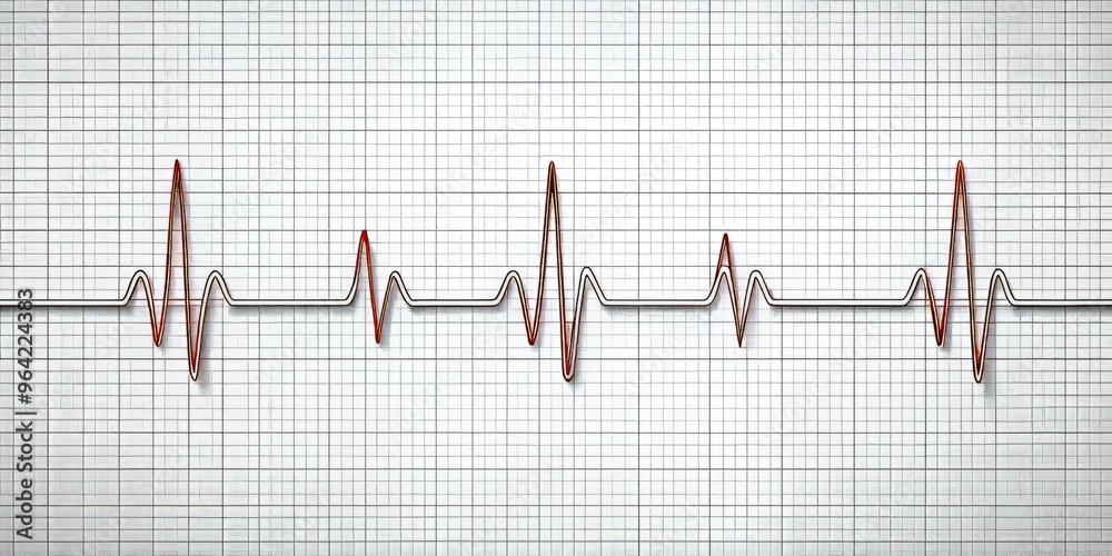 Realistic illustration of an electrocardiogram waveform showing the ...