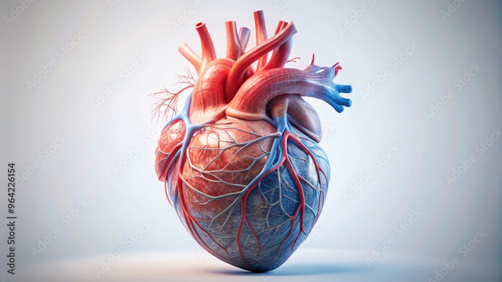 An anatomically accurate illustration of the heart, with a highlighted ...