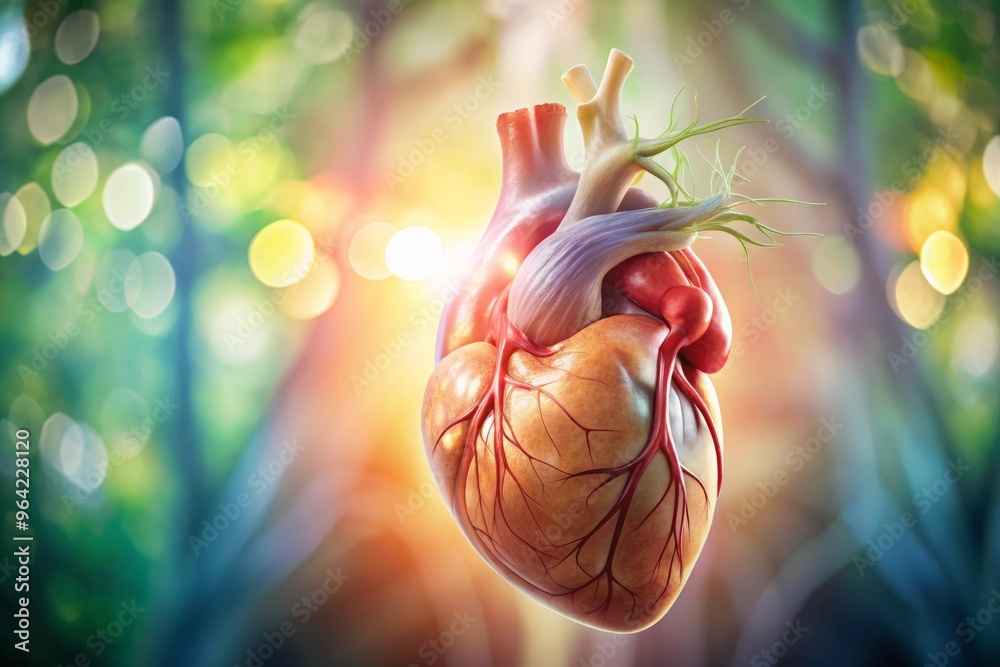 An anatomically accurate depiction of the ECG heart axis set against a ...
