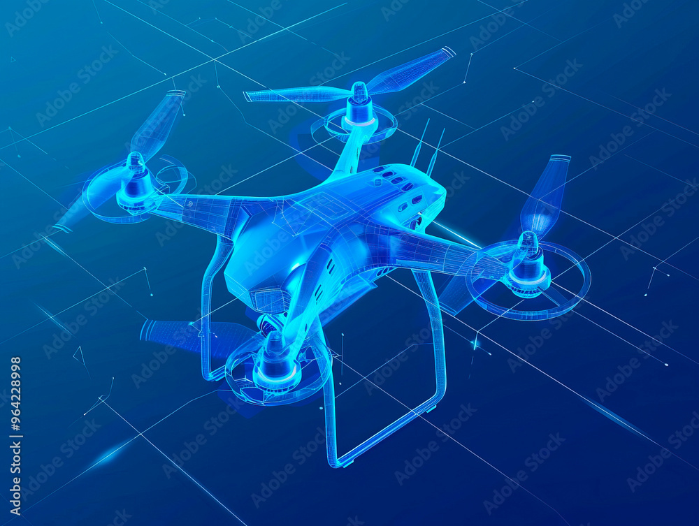 Drone visualization with augmented reality Transparent drone in studio ...