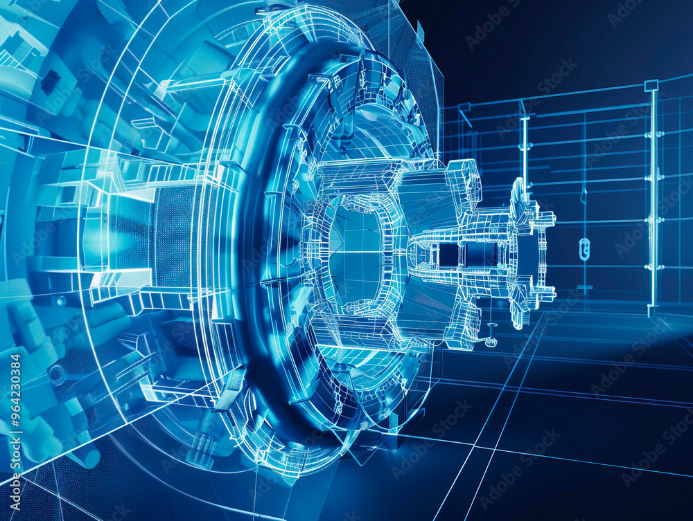 Hadron collider tech illustration. Science nuclear accelerator ...