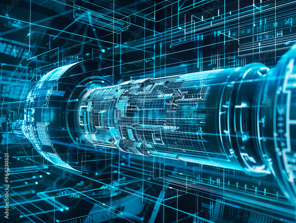 Hadron collider tech illustration. Science nuclear accelerator ...