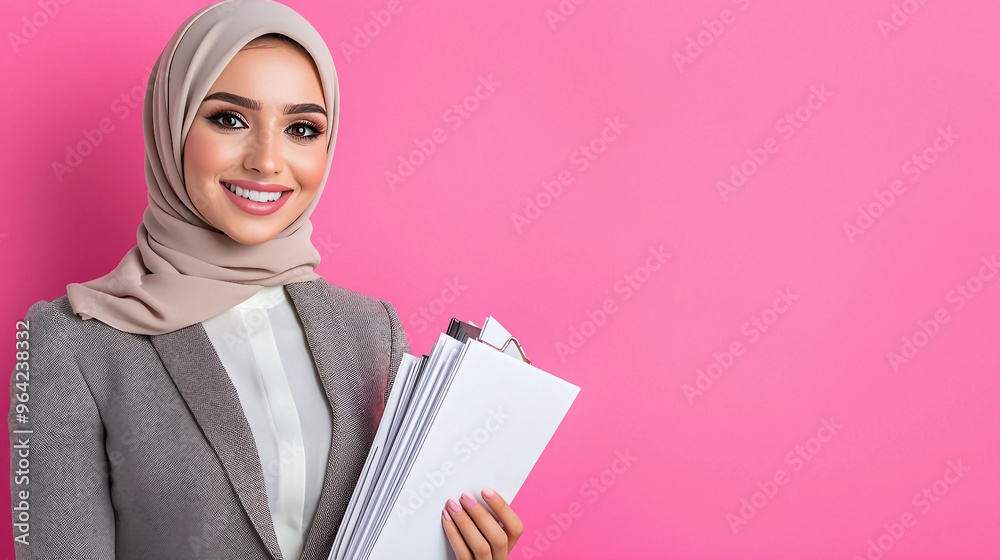 Arabic Professional businesswoman wearing a business attire holding ...