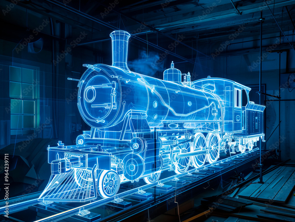 Steam locomotive 1800s visualization with augmented reality Transparent ...