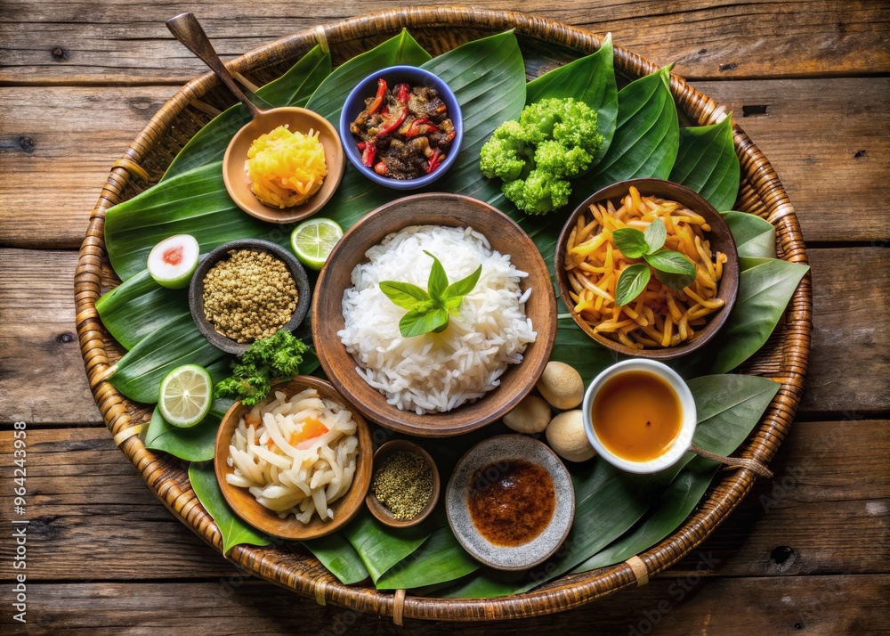 Authentic Burmese Cuisine Platter With Traditional Dishes Like Mohinga ...