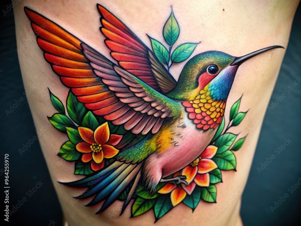 Colorful And Detailed Hummingbird Tattoo In Traditional Style ...