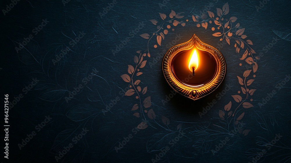 A minimalist Diwali background with a dark matte finish and a single ...